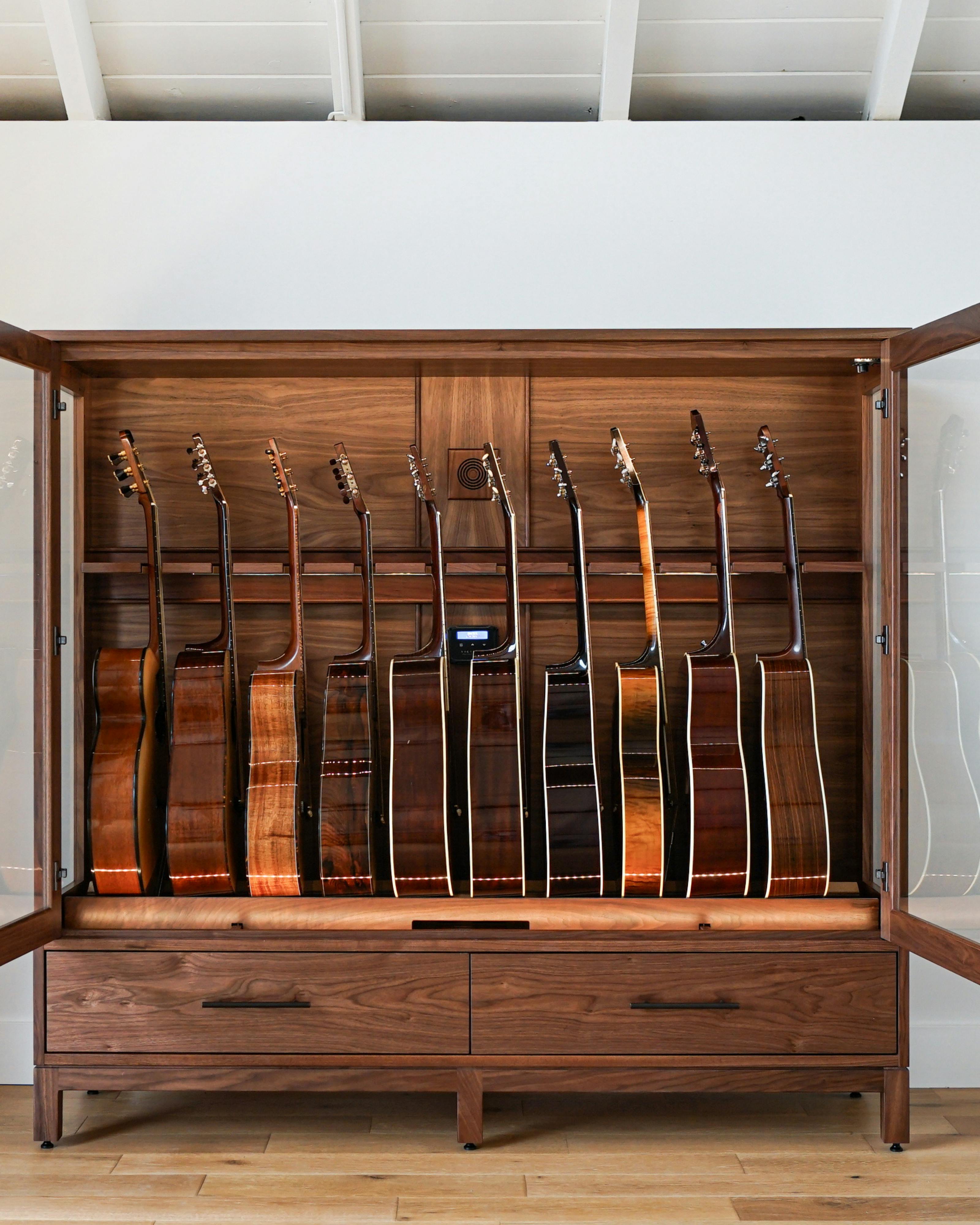Large Guitar Habitat® Humidified Guitar Storage Display Cabinet